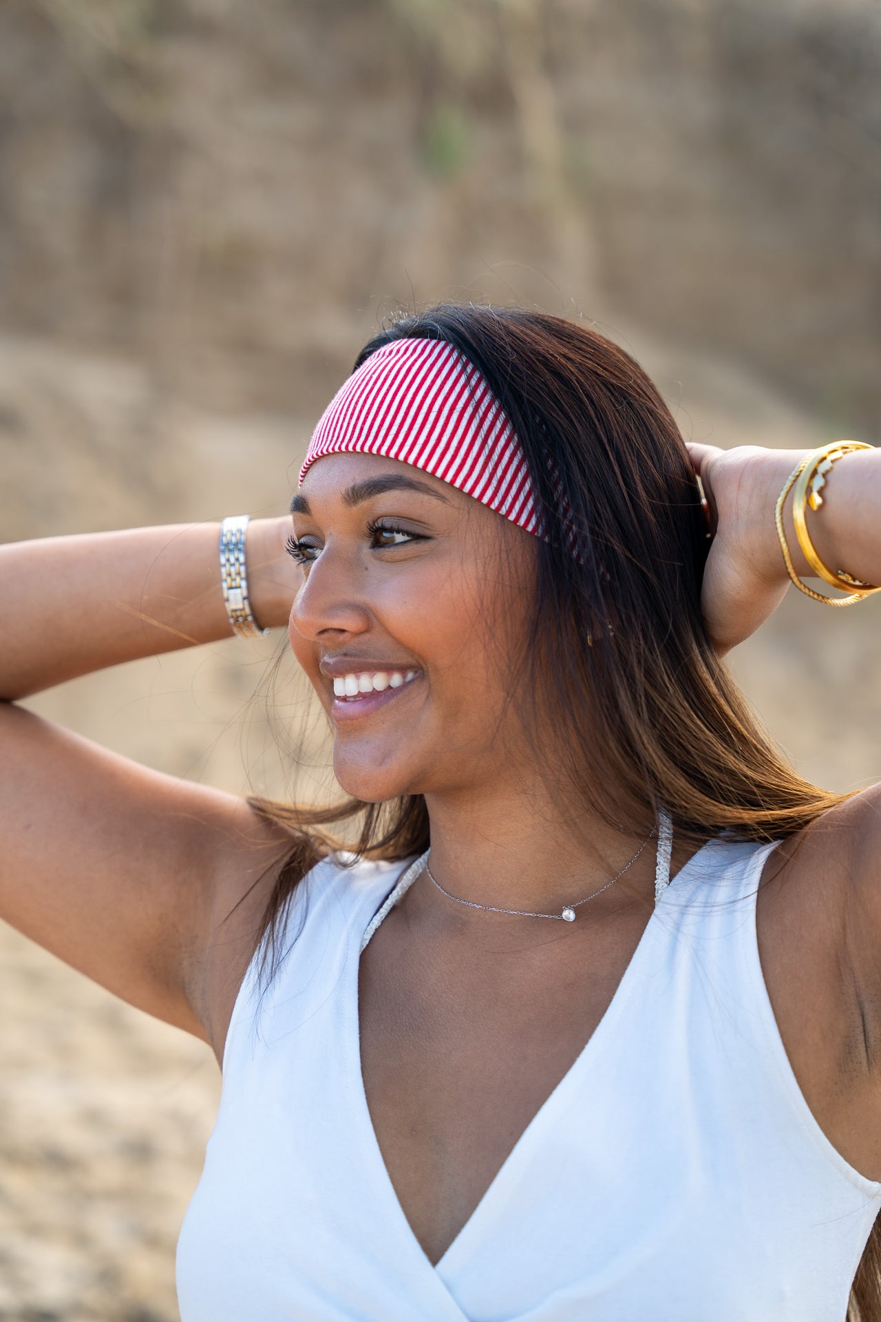 Ruby Red Striped Headband – moo moda